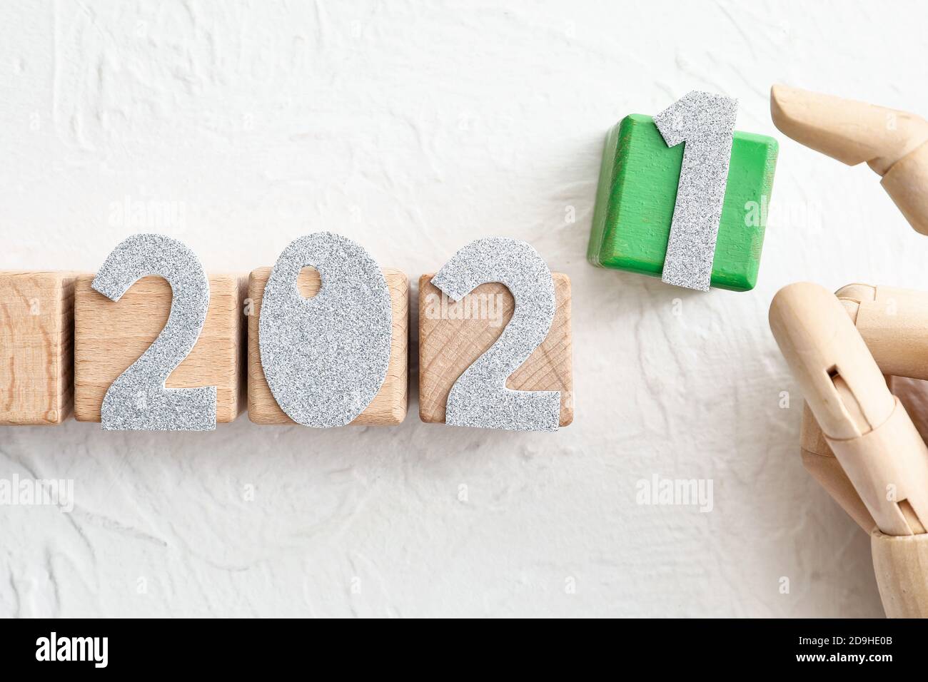 Composition with figure 2021 on white background Stock Photo - Alamy