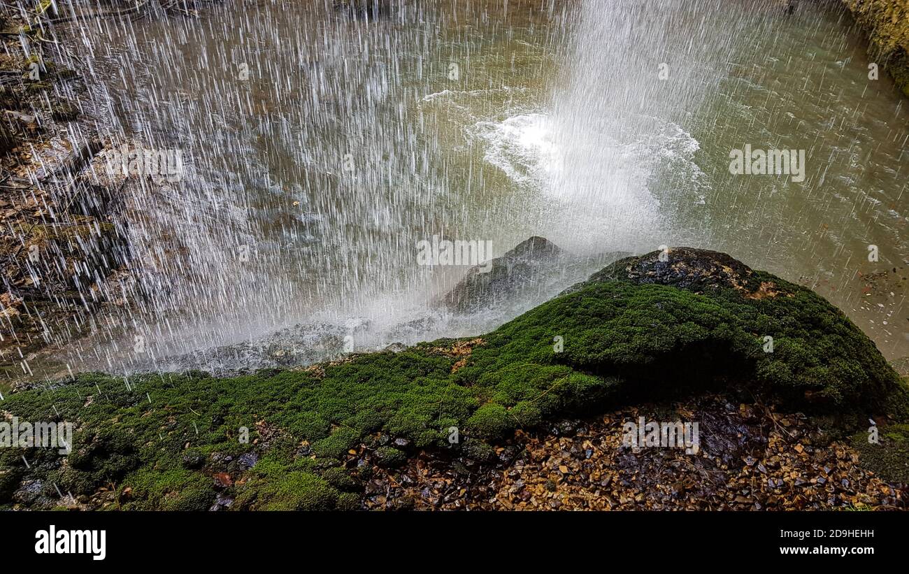 High angle shot of splashing waterfalls Stock Photo - Alamy