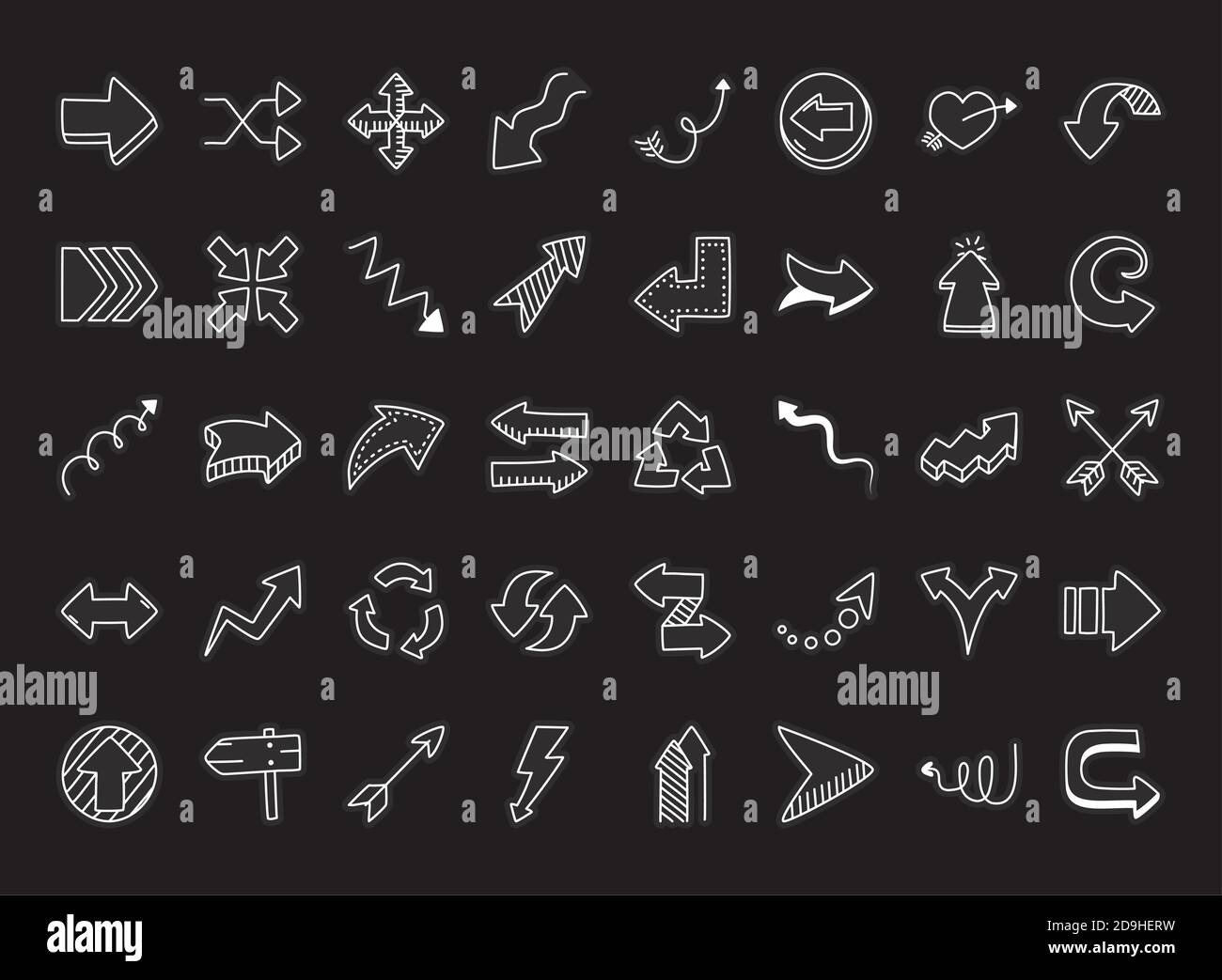 arrows icon set over black background, vector illustration Stock Vector ...