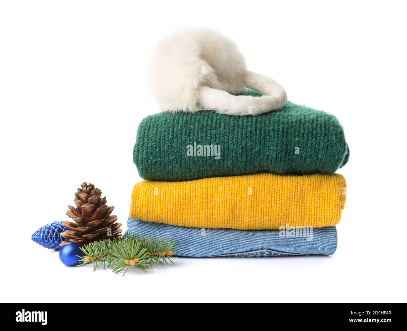 Stylish Christmas clothes on white background Stock Photo - Alamy