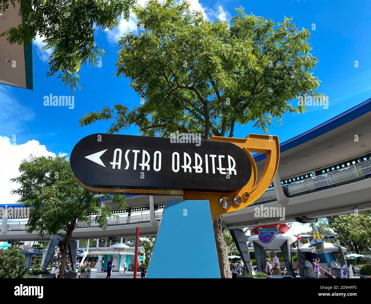 Orlando,FL/USA-7/25/20:The Tomorrowland Astro Orbitor ride sign in ...