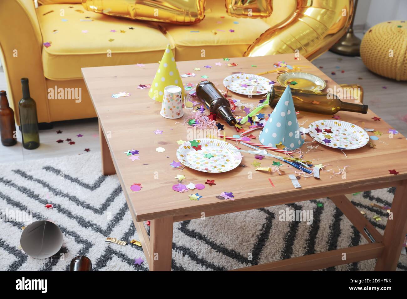 Interior of messy room after party Stock Photo - Alamy