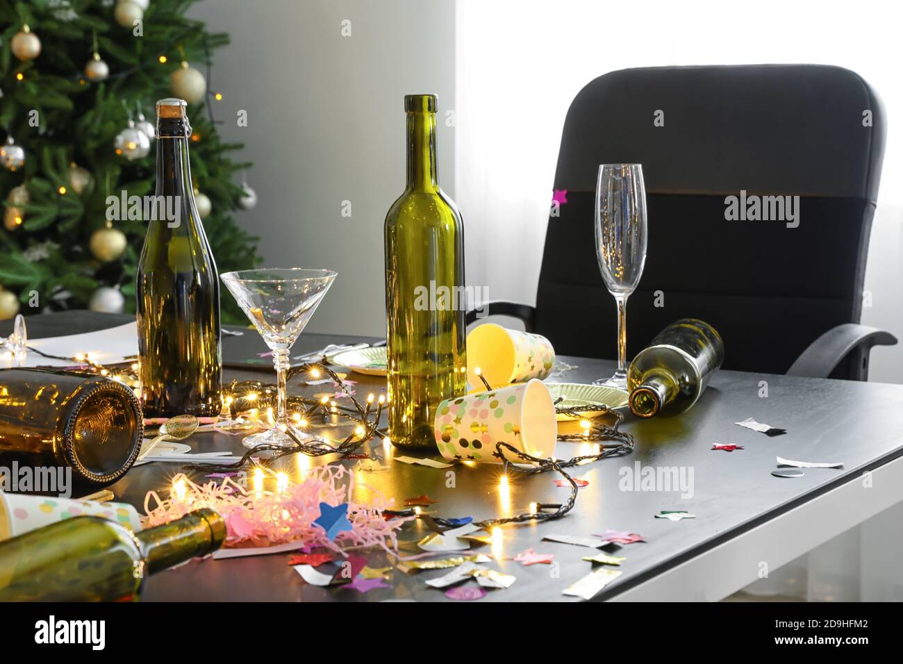 Interior of messy office after New Year party Stock Photo - Alamy