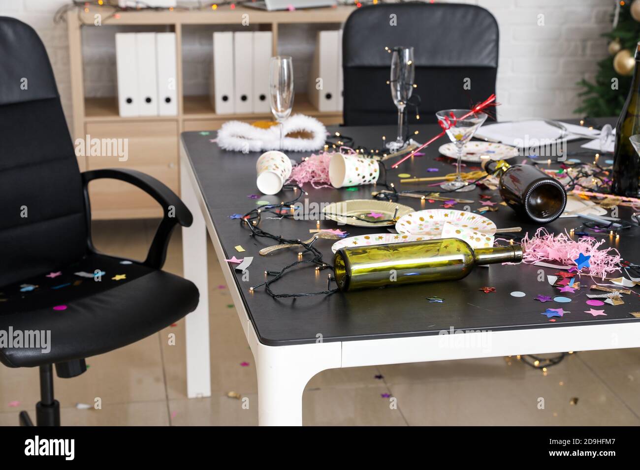 Interior of messy office after New Year party Stock Photo - Alamy