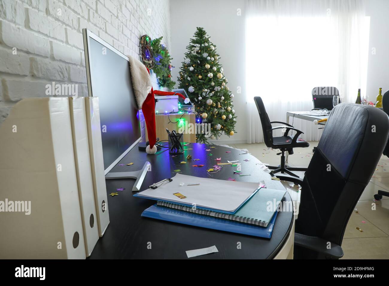 Interior of messy office after New Year party Stock Photo - Alamy