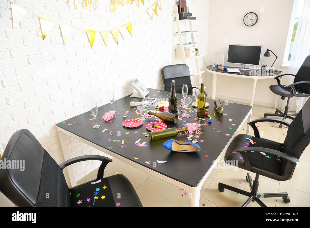 Interior of messy office after party Stock Photo - Alamy