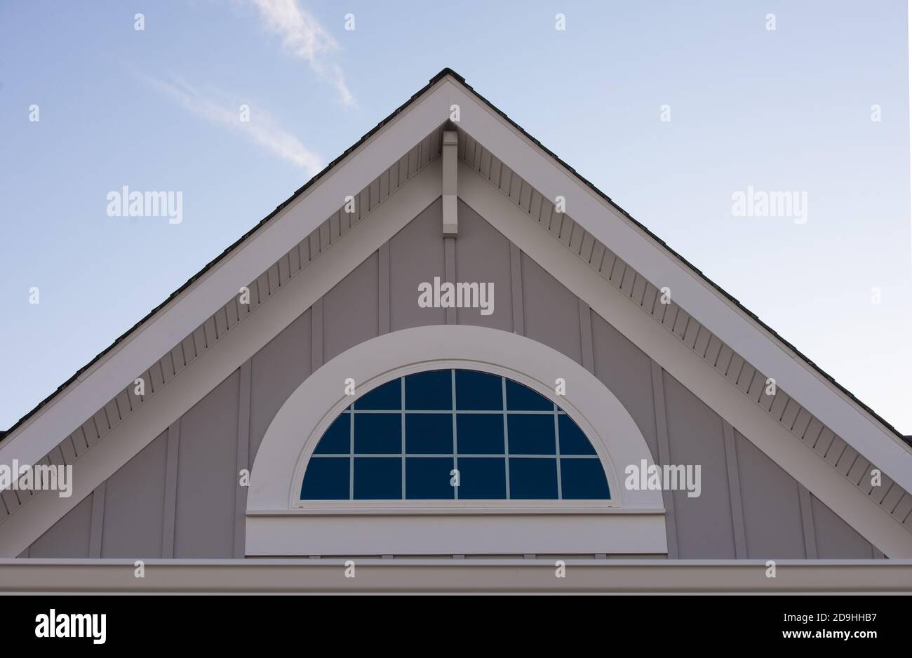 Various roof gable with horizontal vinyl fish with blue neutral ...