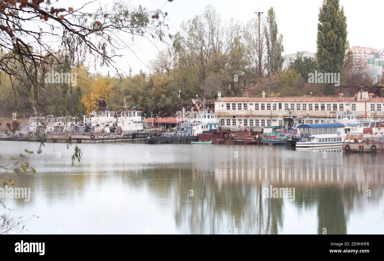 Old rusty barge and tug. a few rusty barges Stock Photo - Alamy