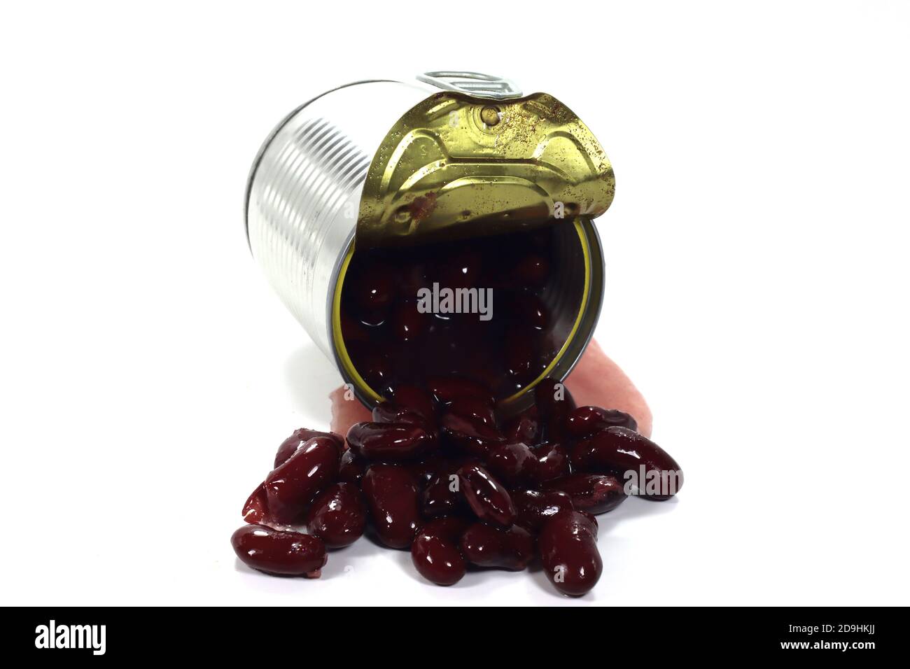 Package of pre-cooked boiled red beans in a can isolated on a white ...