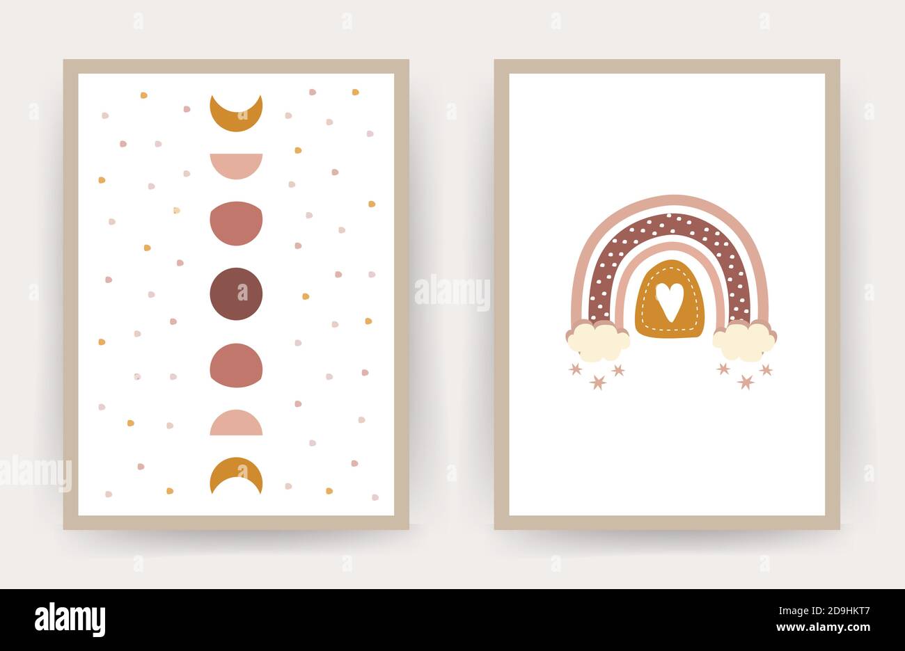 Rainbow boho posters. Scandinavian design for children room wall decor ...