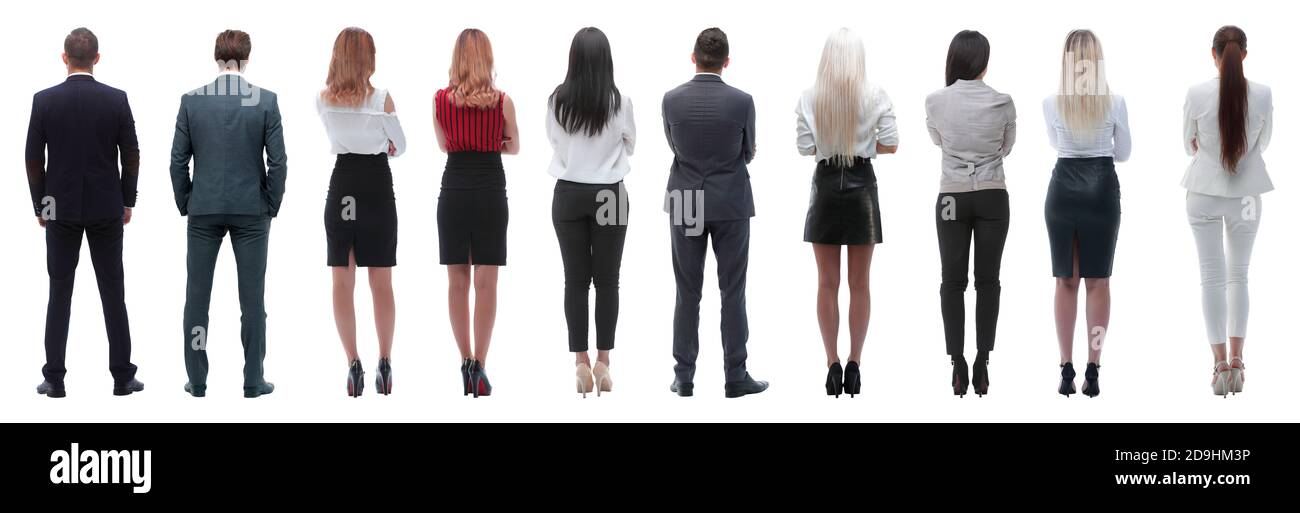 rear view.a group of young business people looking forward Stock Photo ...