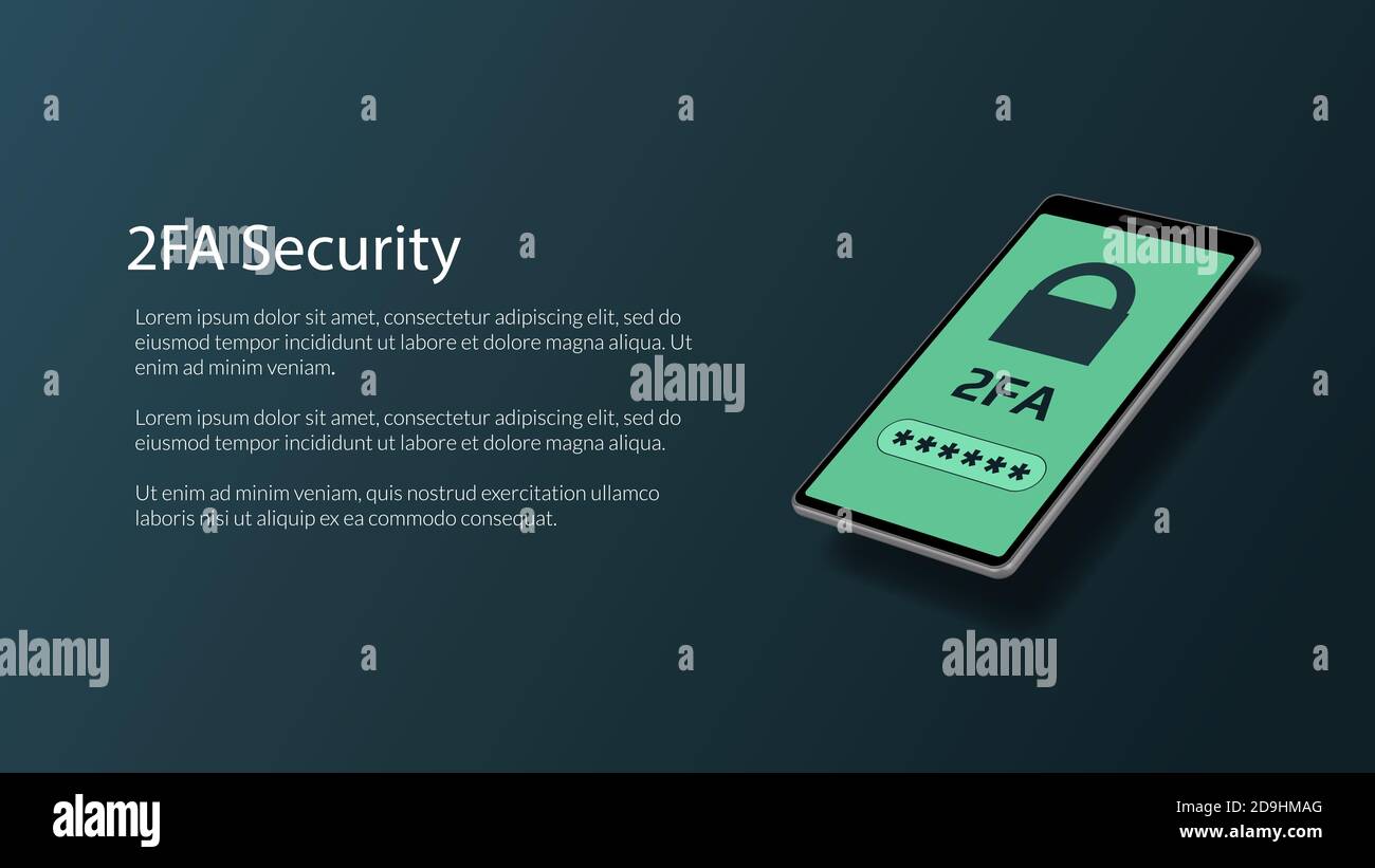 2fa Two Factor Authentication With Padlock On Isometric Smartphone