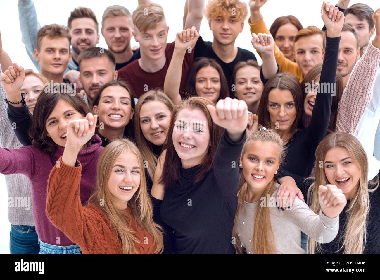 large group of friends with a smile looking at the camera Stock Photo ...