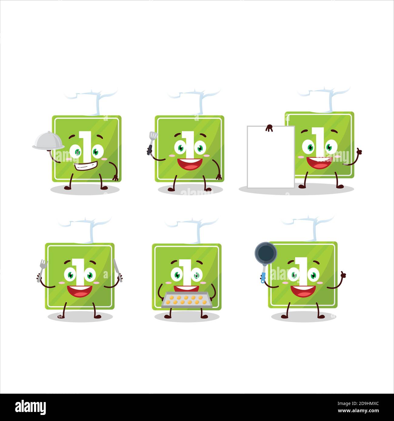 Cartoon character of toys block one with various chef emoticons Stock ...
