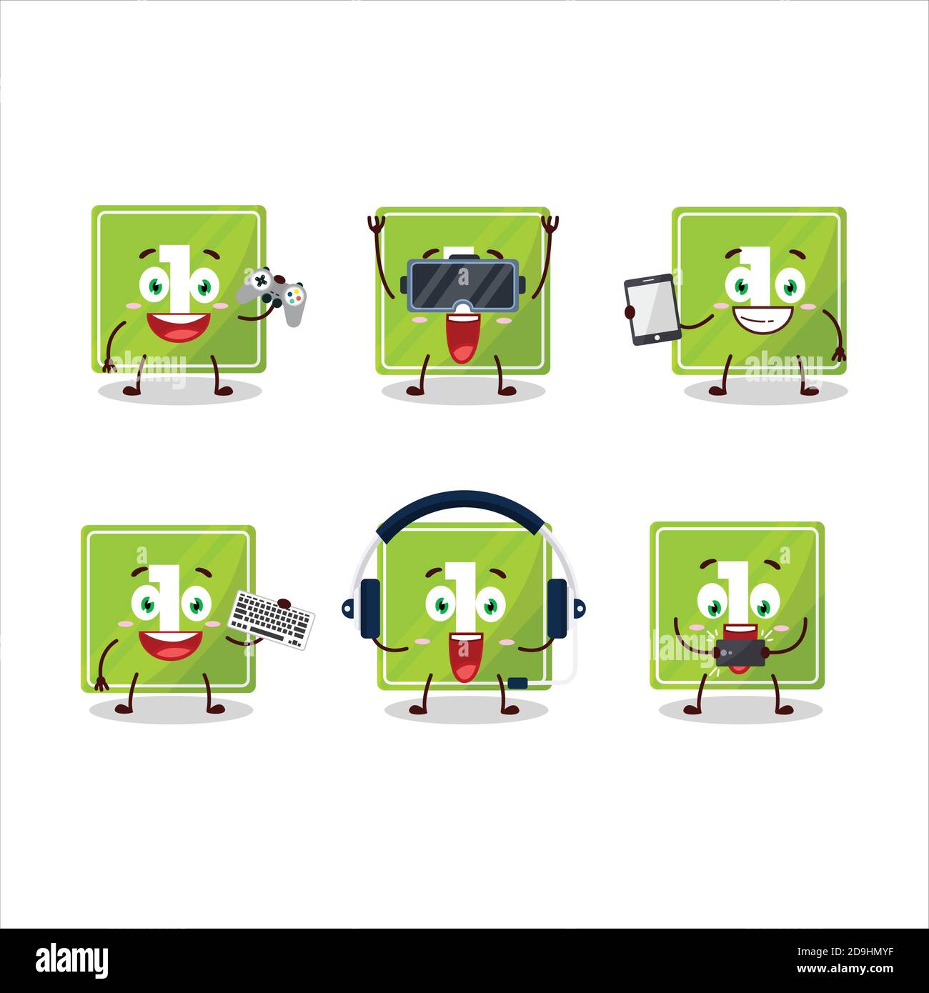 Toys block one cartoon character are playing games with various cute ...