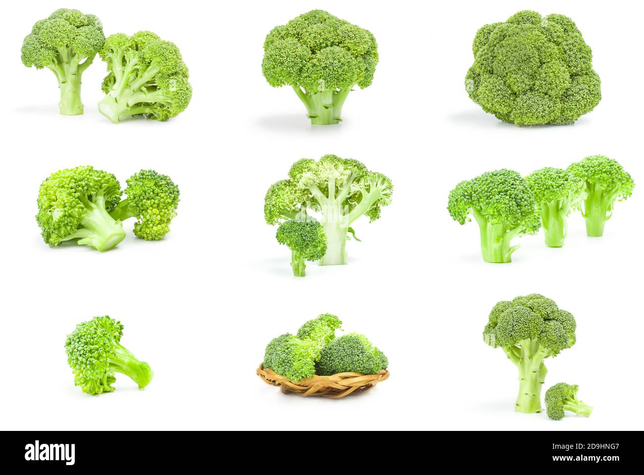 Group of broccoli cabbage close-up on white Stock Photo - Alamy