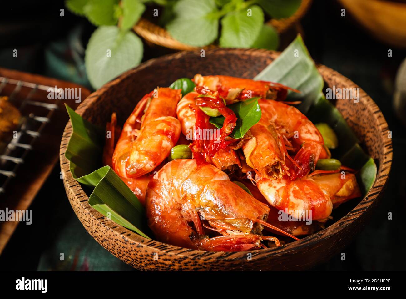Udang Goreng. Pan-fried whole prawn in shell Stock Photo - Alamy
