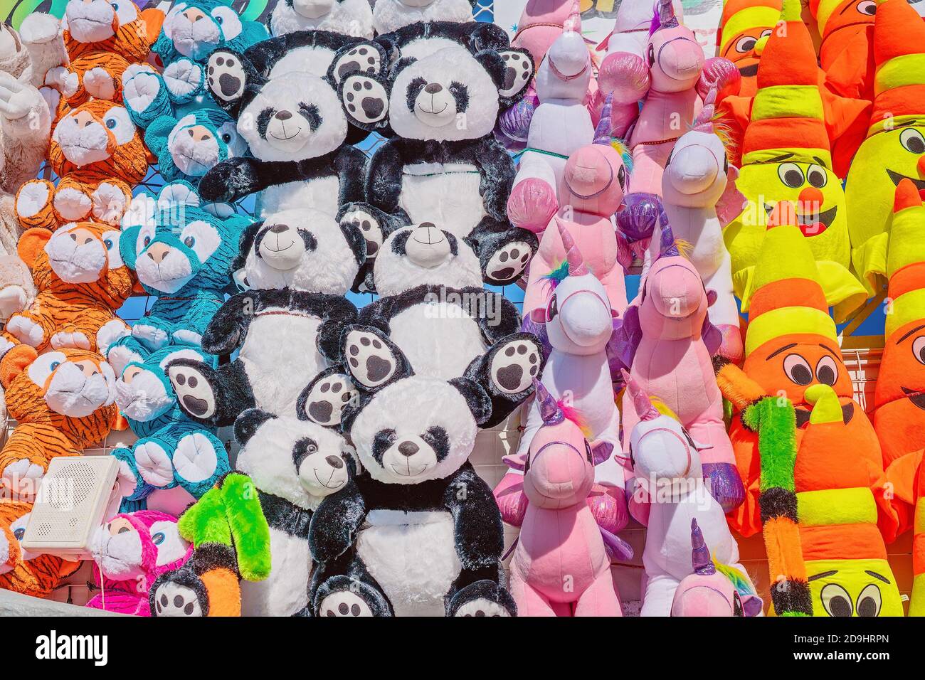MACKAY, QUEENSLAND, AUSTRALIA - JUNE 2019: A display of stuffed toys ...