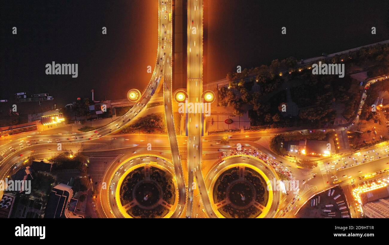 An aerial view of vehicles moving on the Songhua River Highway Bridge ...
