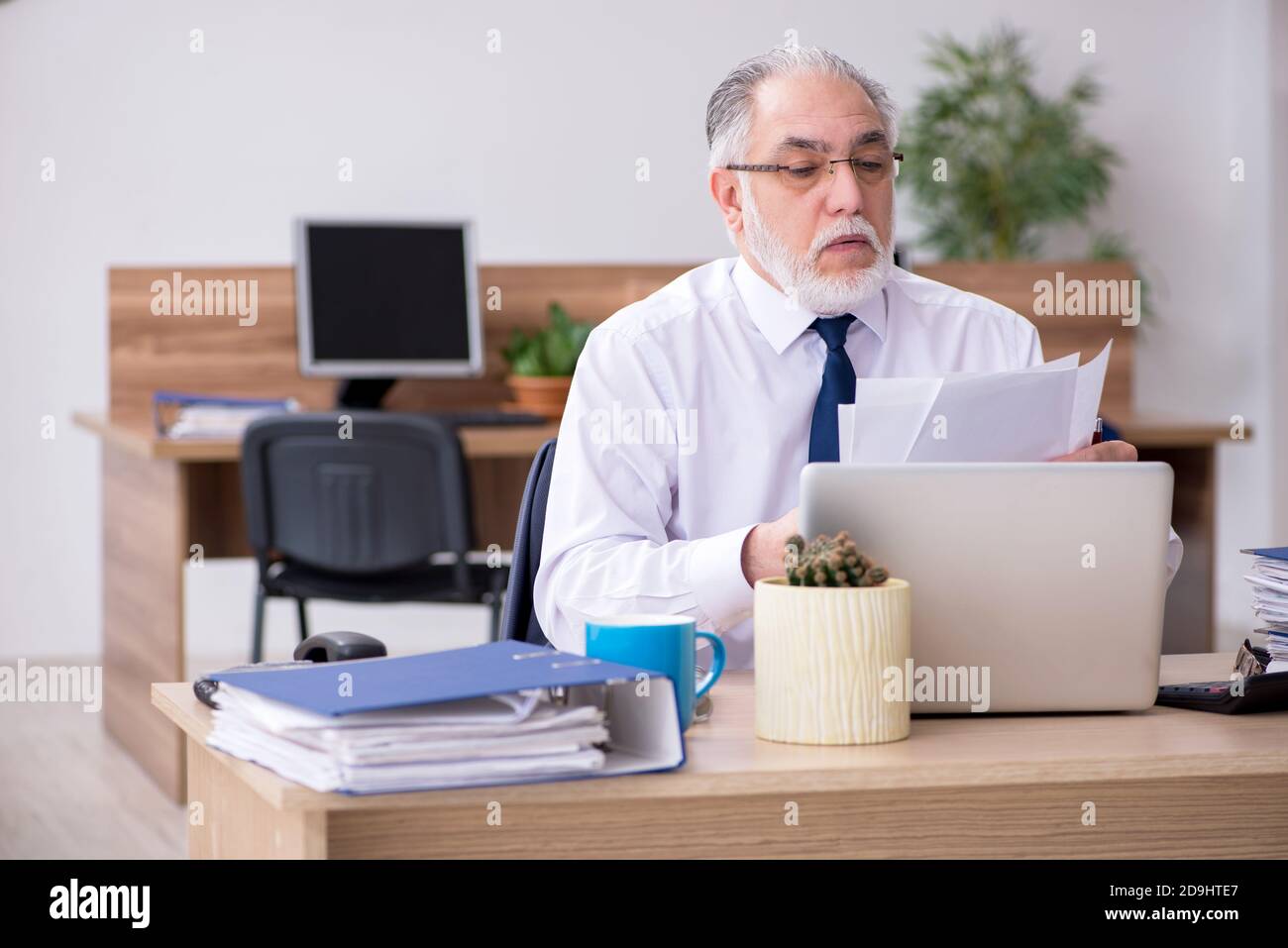 Old employee working in the office Stock Photo - Alamy
