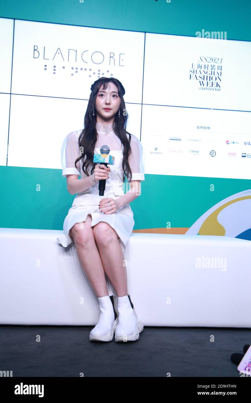 Chinese singer and actress Zheng Naixin attends 2020 Shanghai Fashion ...