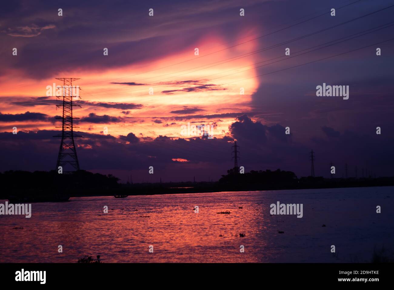 Dark late evening dramatic colorful sunset sky Stock Photo - Alamy