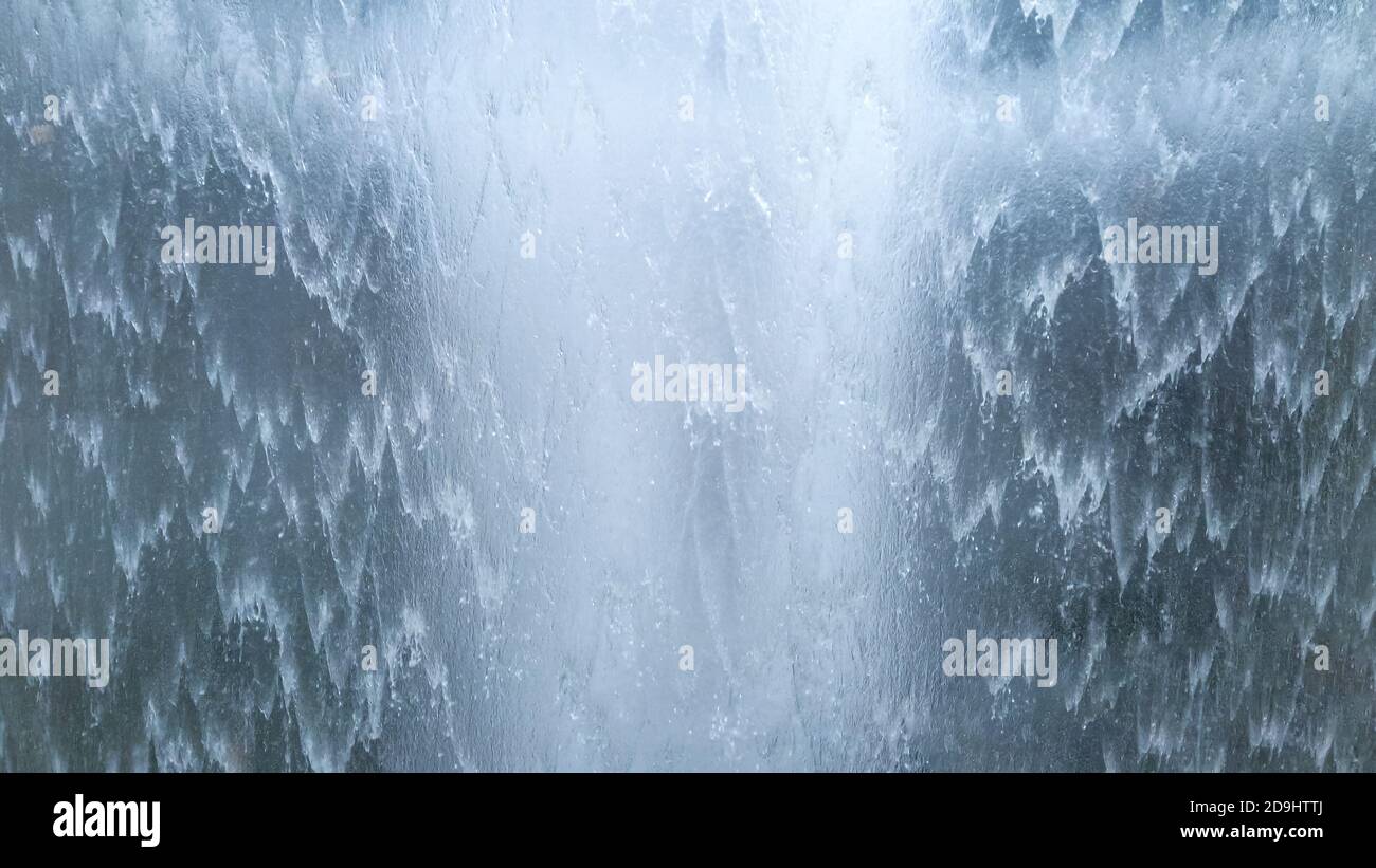 Powerful flow of waterfall, closeup. Background from wave nature water ...