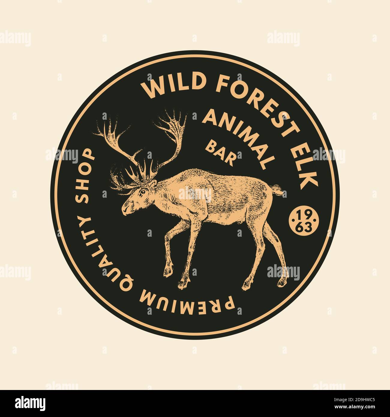 Vintage style woodcut deer illustration hi-res stock photography and ...