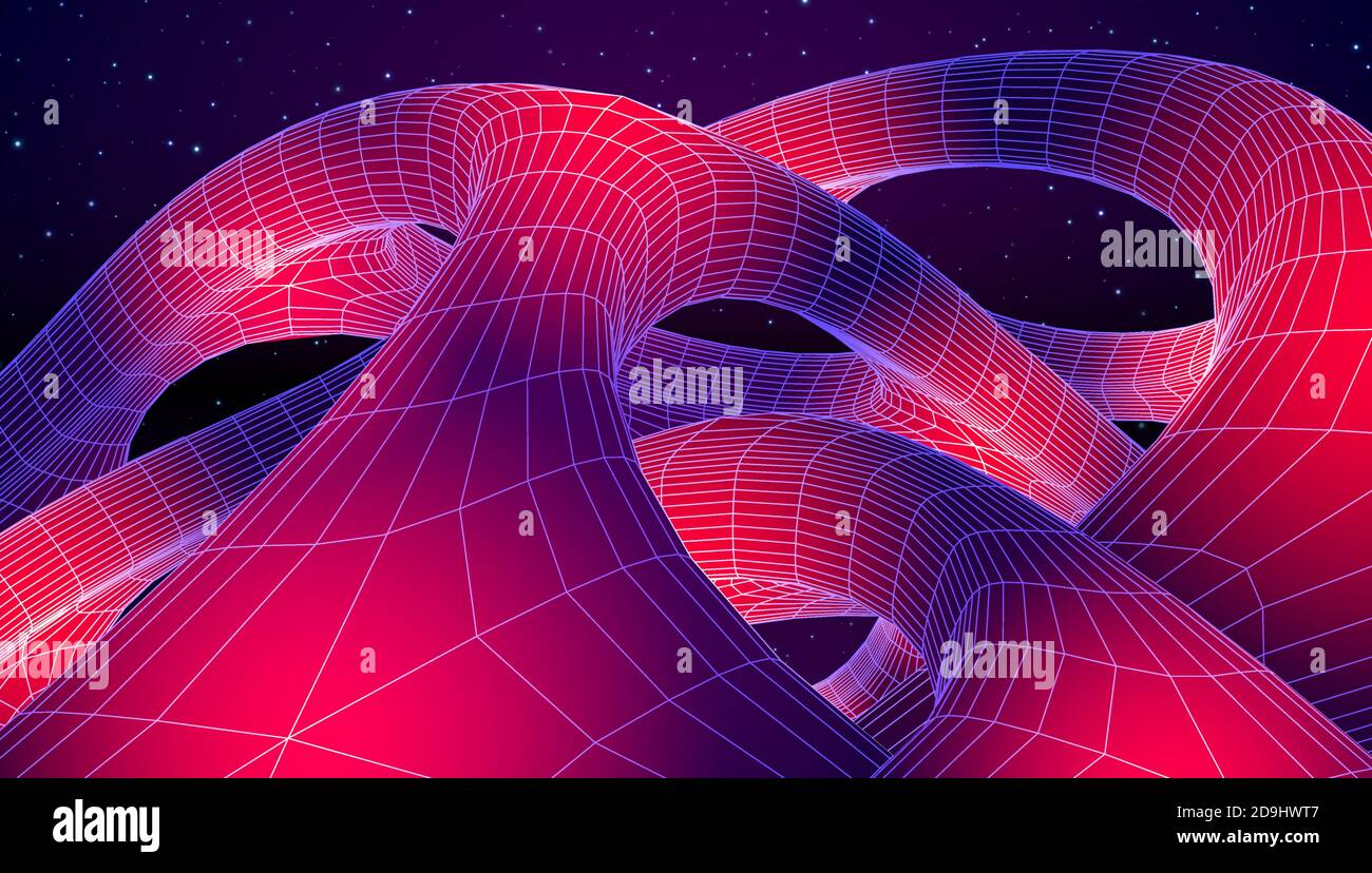 Abstract technology background with connected cells and lightened cores ...