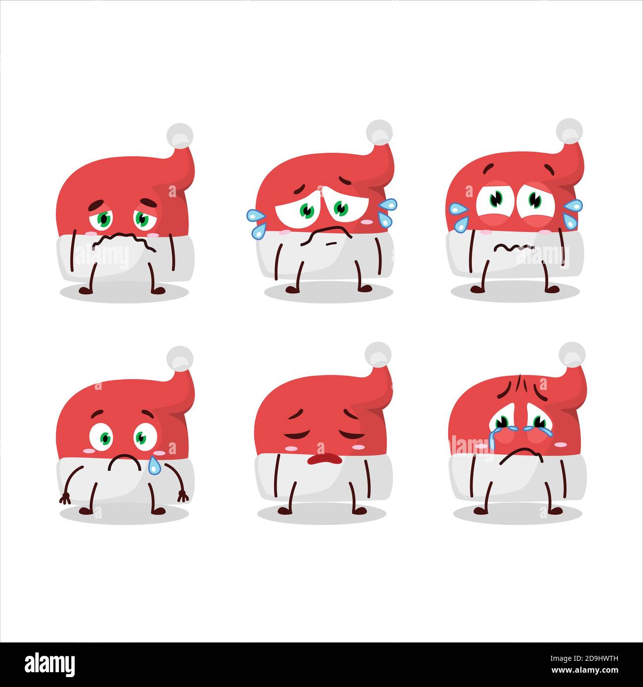 Red santa hat cartoon character with sad expression Stock Vector Image ...