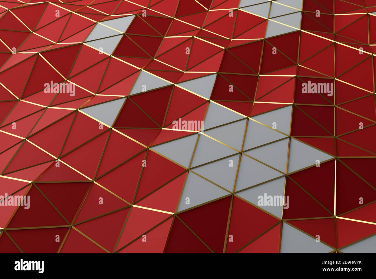 3d Triangular lowpoly background with golden mesh. christmas background ...