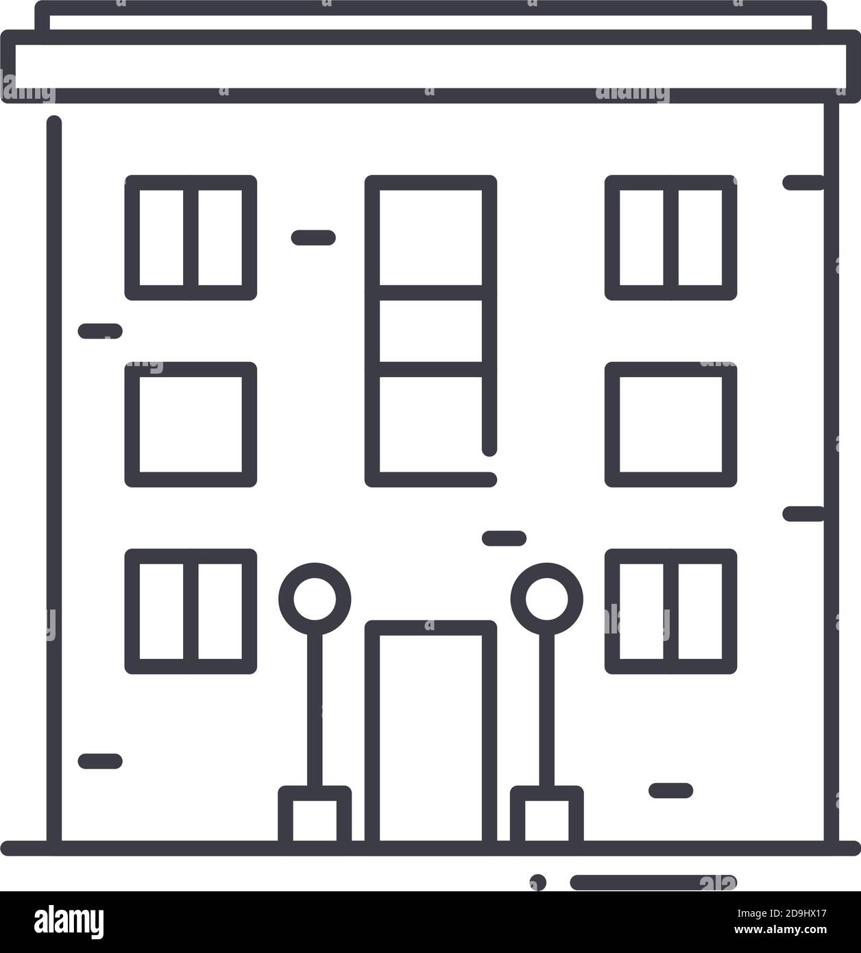3 level building icon, linear isolated illustration, thin line vector ...