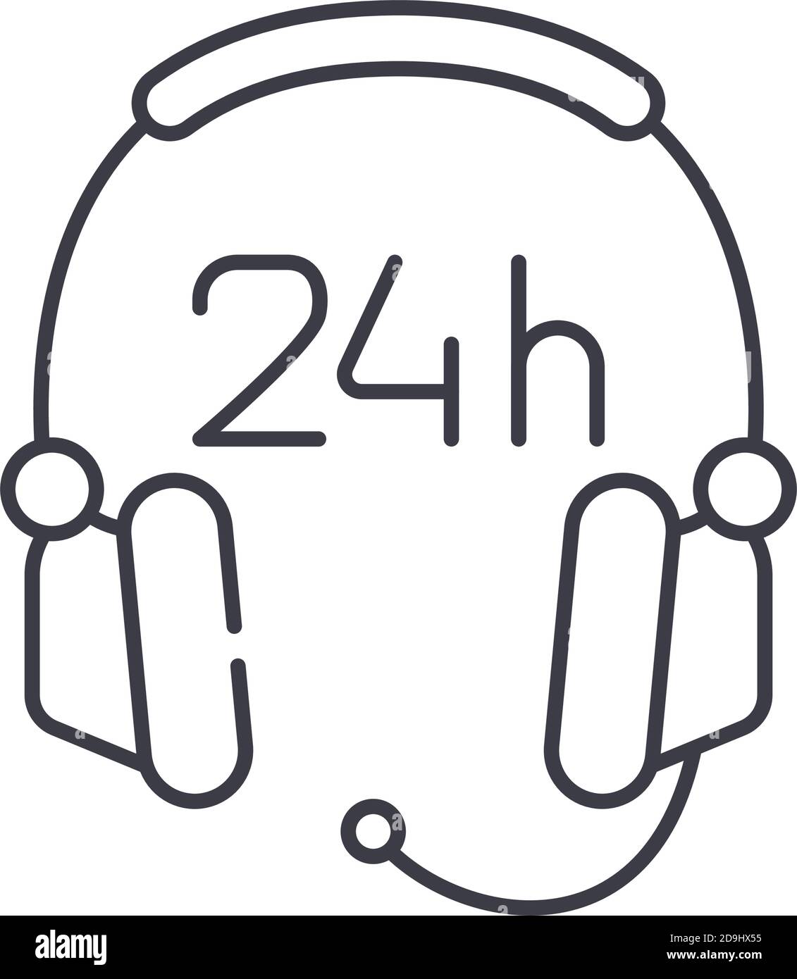 24 hour support icon, linear isolated illustration, thin line vector ...