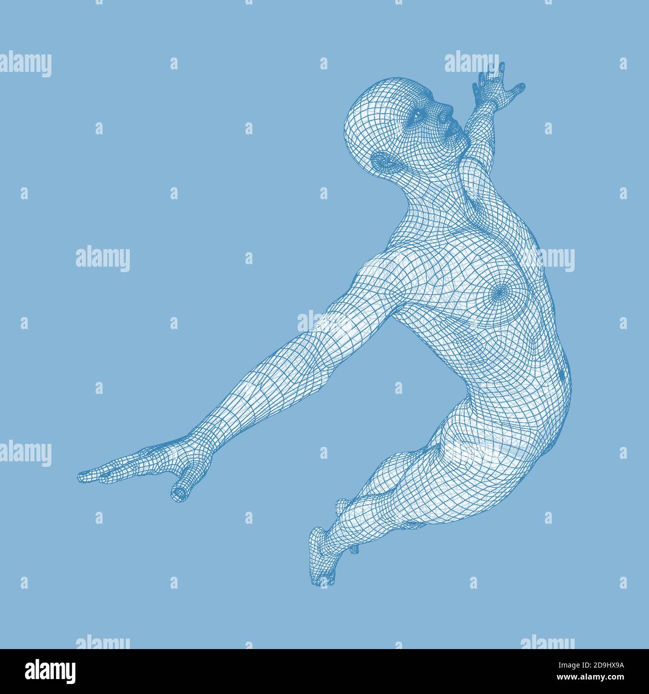 Silhouette of a Jumping Man. 3D Model of Man. Geometric Design ...