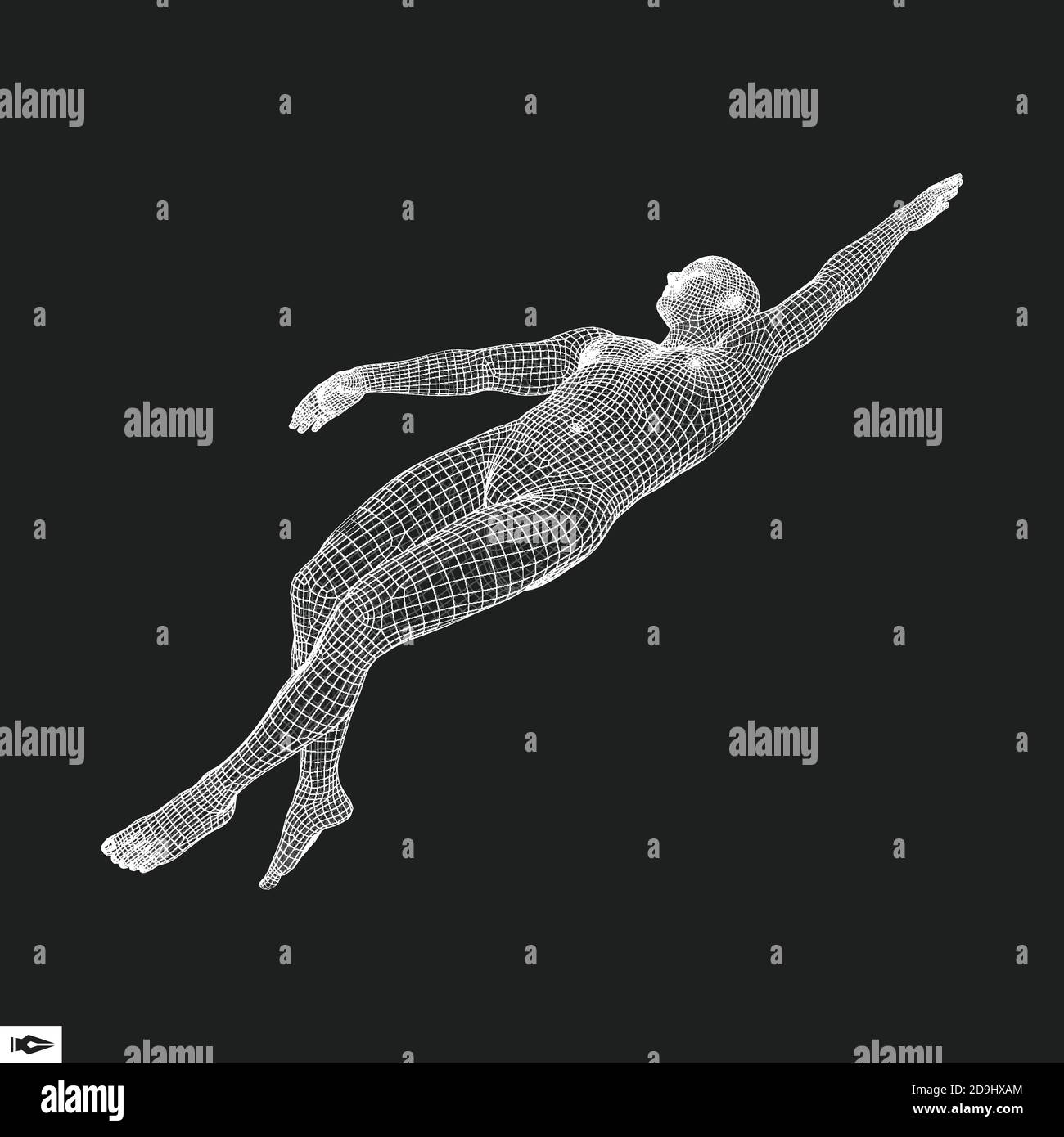 3D Swimming Man. Vector Image of a Swimmer. Human Body. Sport Symbol ...