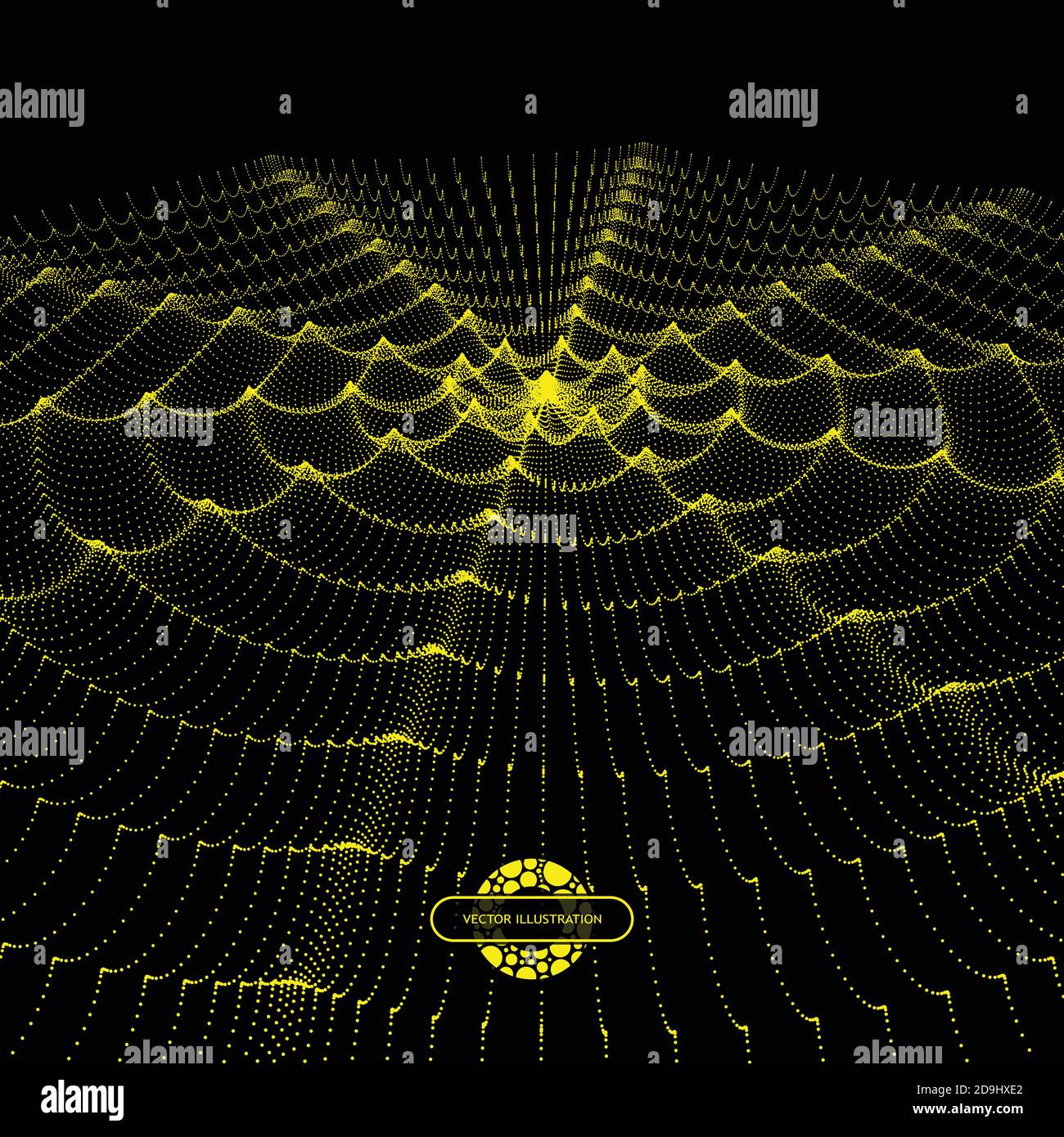 Array With Dynamic Particles Flowing Particle Waves Wavy Grid Background 3d Abstract Vector