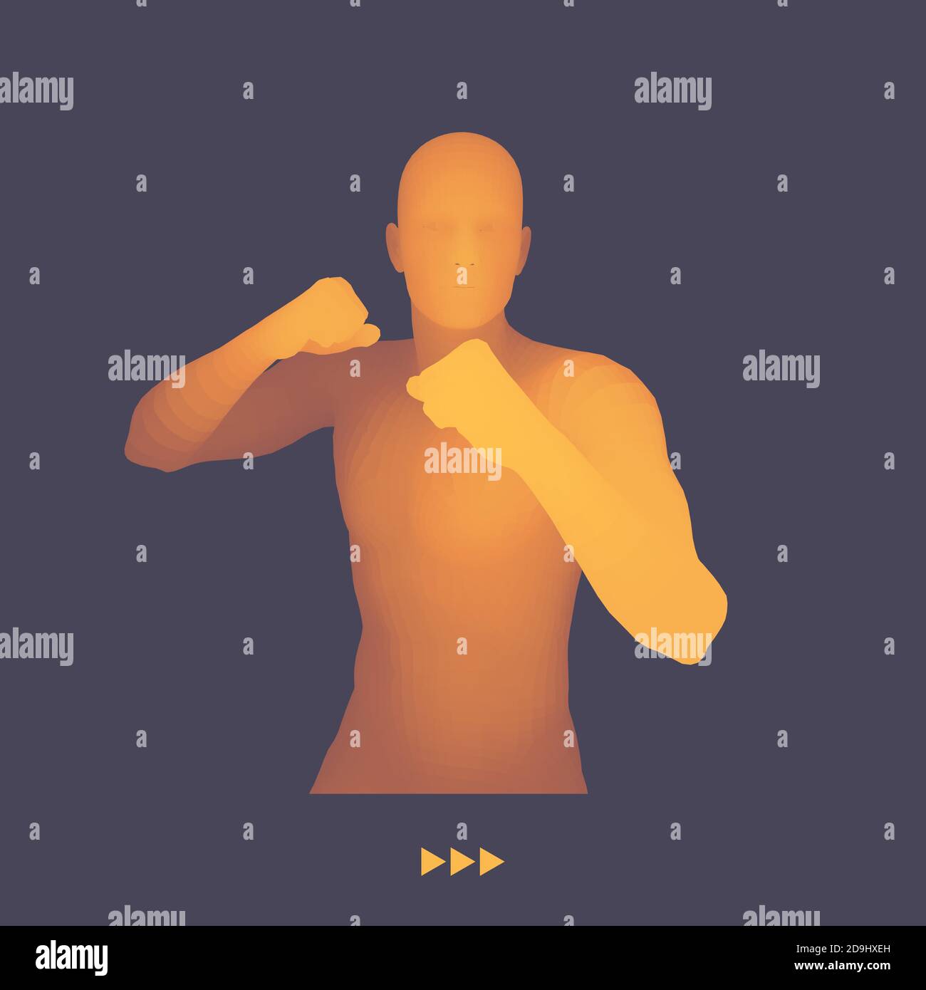 Boxer. 3D Model of Man. Human Body. Sport Symbol. Design Element ...