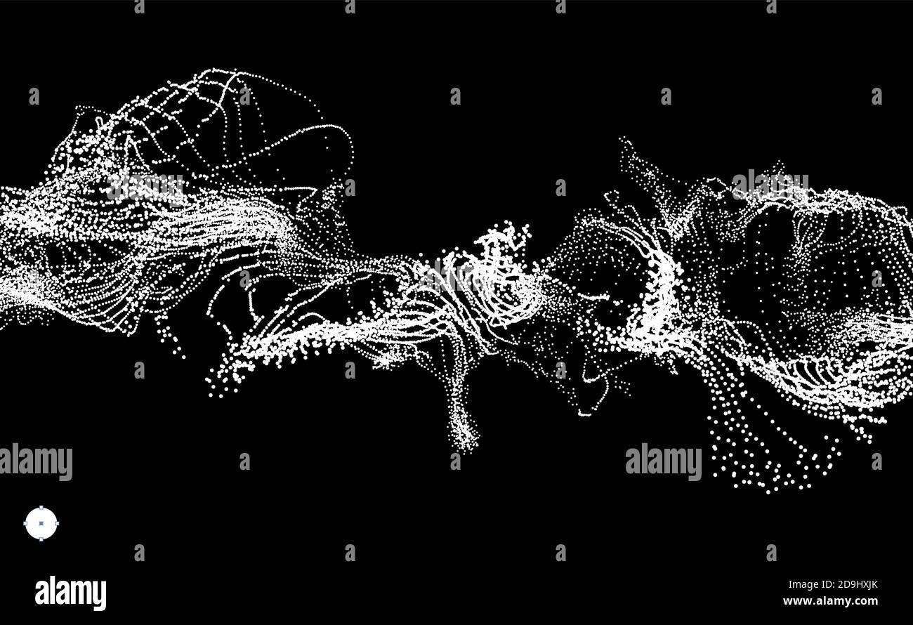 Array with Dynamic Emitted Particles. Water Splash Imitation. Abstract Background. Vector ...