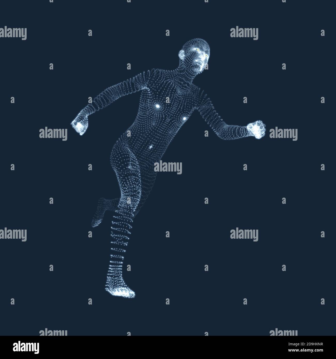 Running Man. Vector Graphics Composed of Particles. 3D Model of Man ...