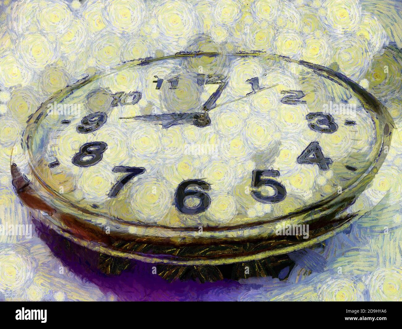 White wall clock Illustrations creates an impressionist style of ...