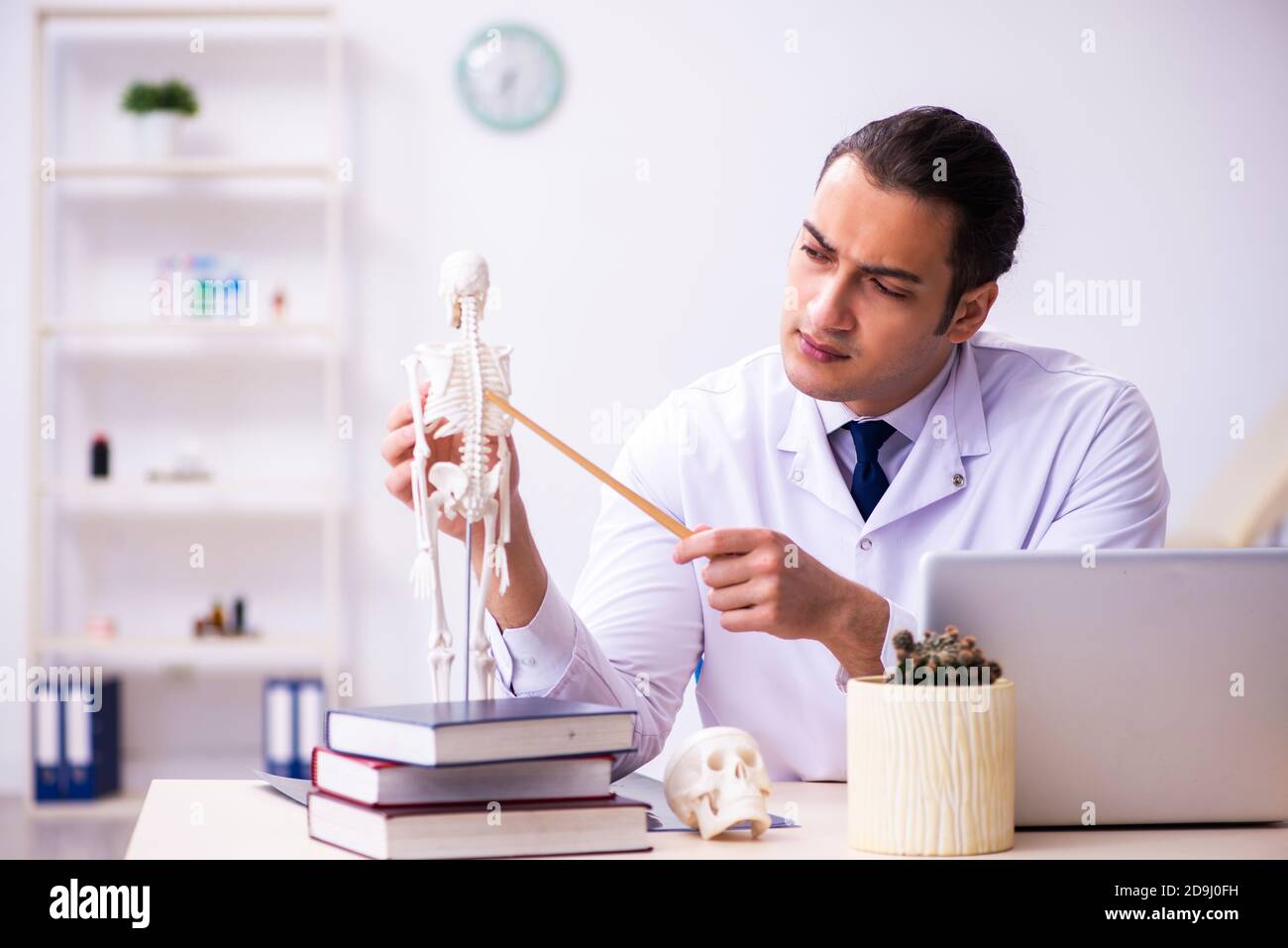 Young doctor studying human skeleton Stock Photo - Alamy