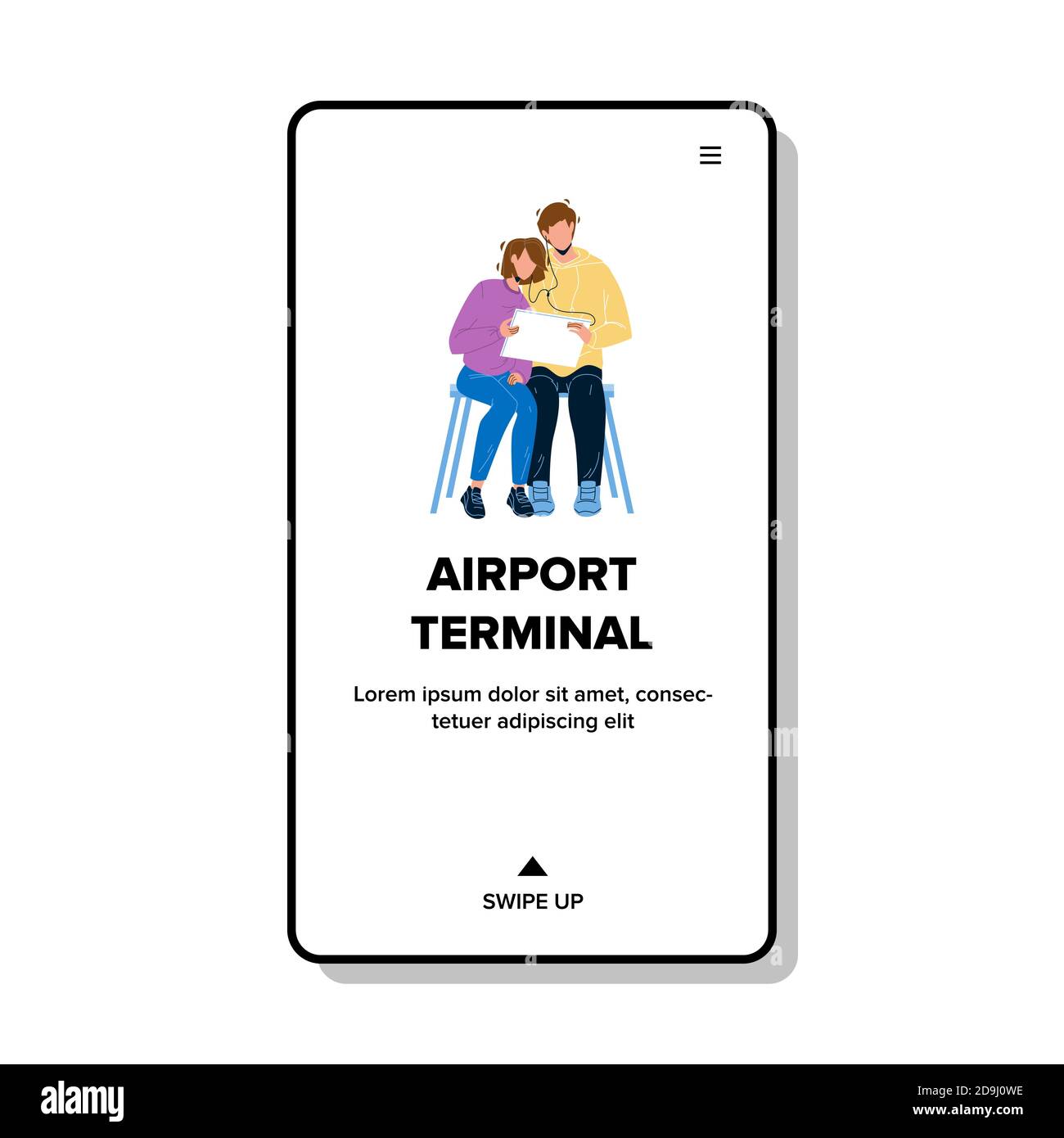 Airport Terminal Wait Airplane Passengers Vector Illustration Stock ...
