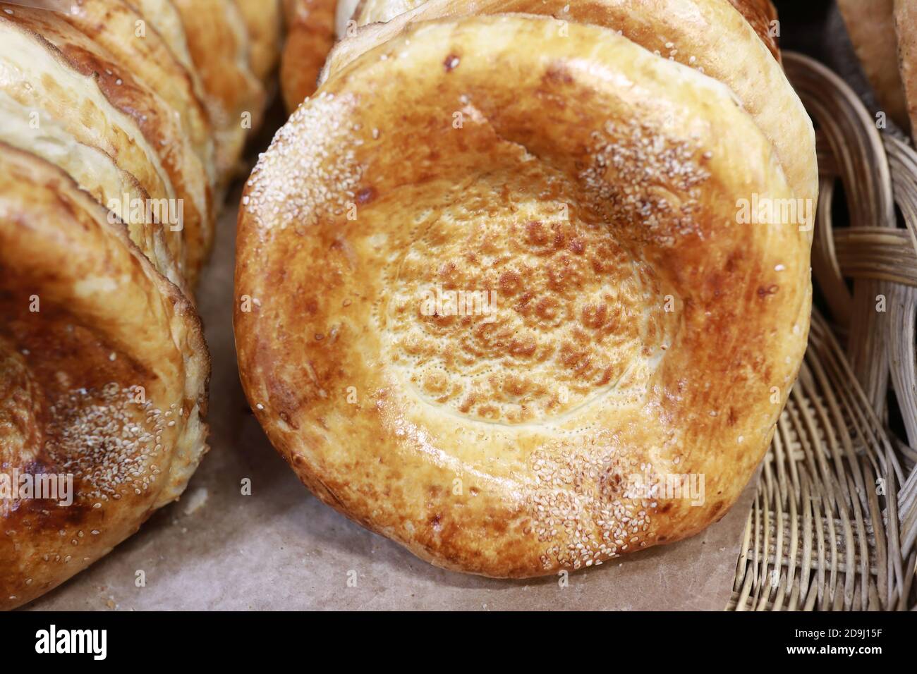 Pile of asian bread cakes in market, Russia Stock Photo - Alamy