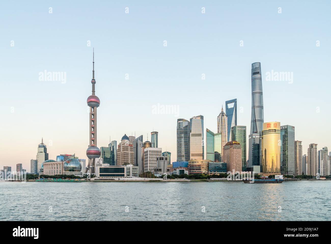 The skyline composed of local landmarks including Oriental Pearl Tower ...