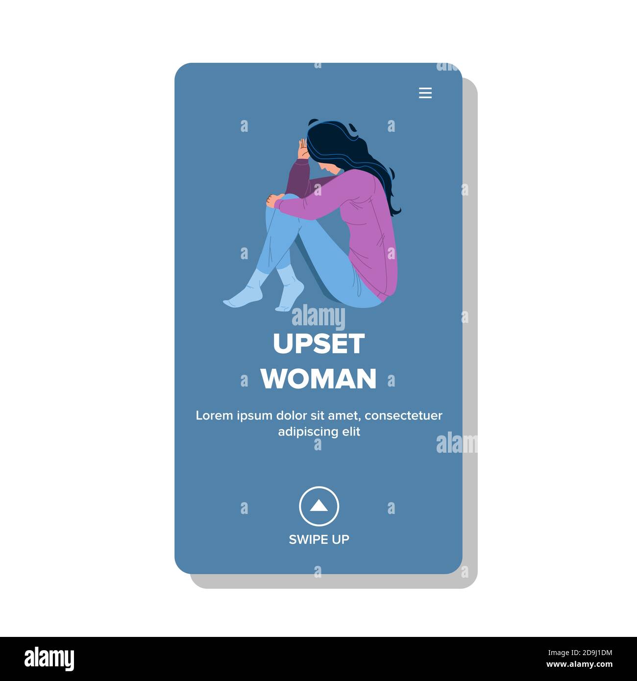 Upset Woman Feeling Depressed And Stressed Vector Stock Vector Image ...