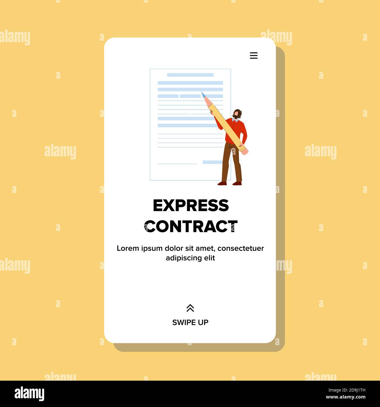 Express Contract Signing Young Businessman Vector Illustration Stock ...