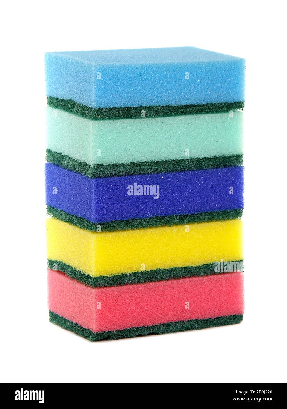 Colorful sponges for cleaning isolated on white Stock Photo - Alamy