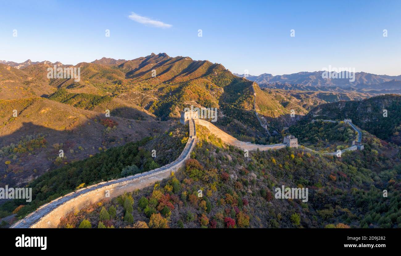 Aerial view of the Great Wall, showing the beautiful scenery of the ...