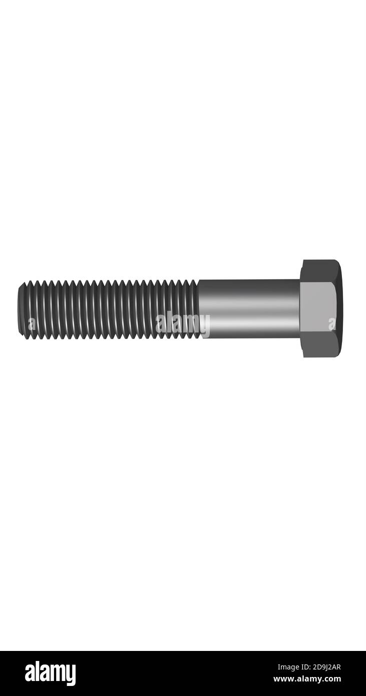 Hexagonal threaded screw bolt and hex nut. shadow .3D rendering Stock ...