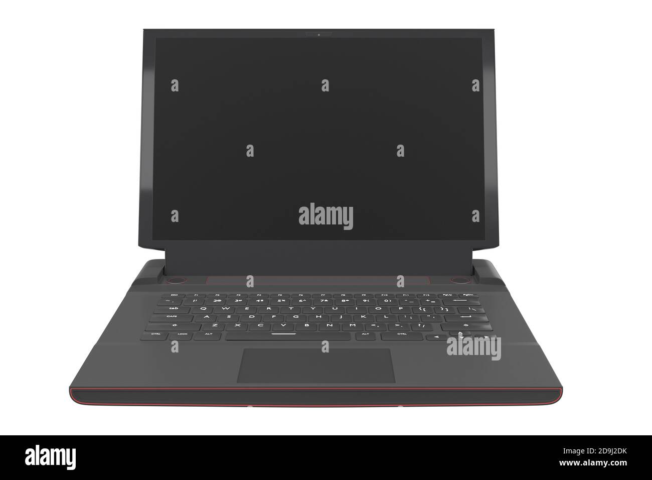 3d rendering of modern gaming laptop with rgb lights isolated on white ...